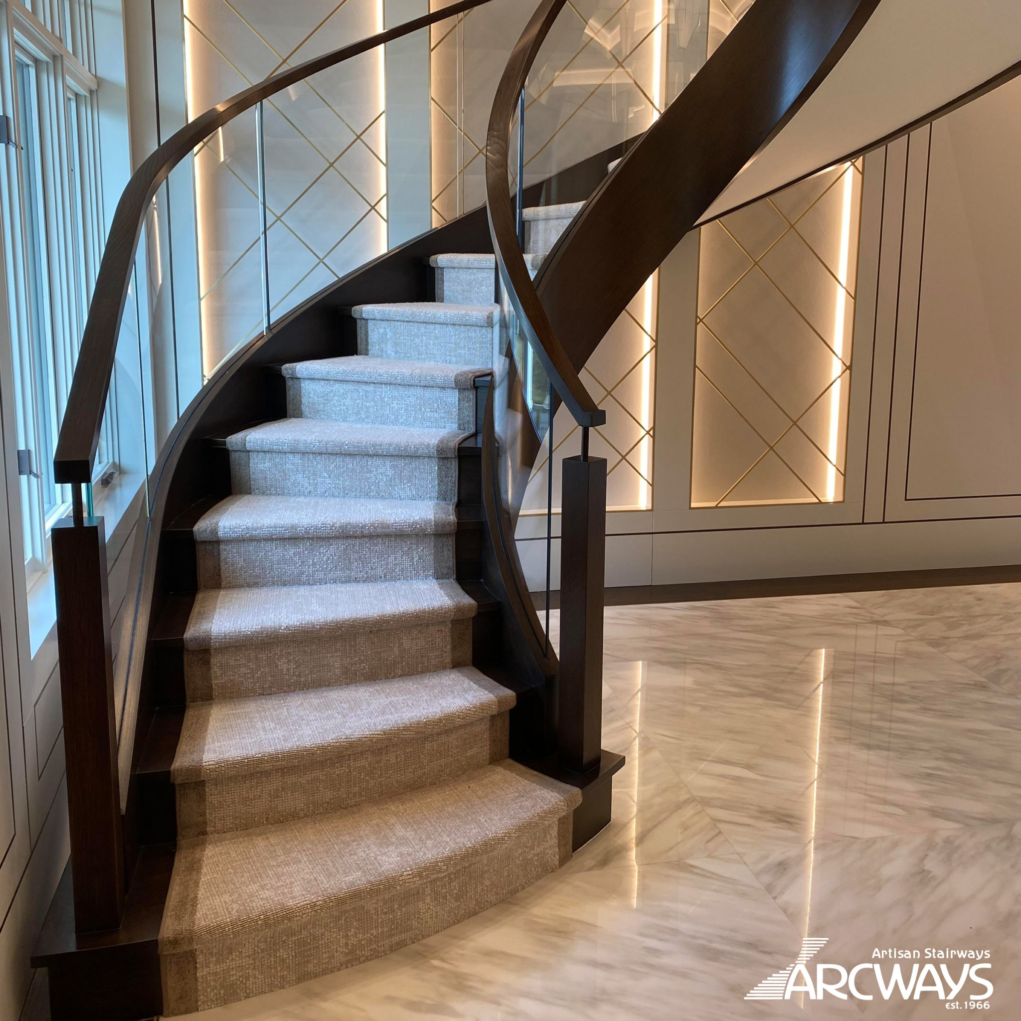 Custom Details: Arcways Stairs with Glass Balustrades (Railings)