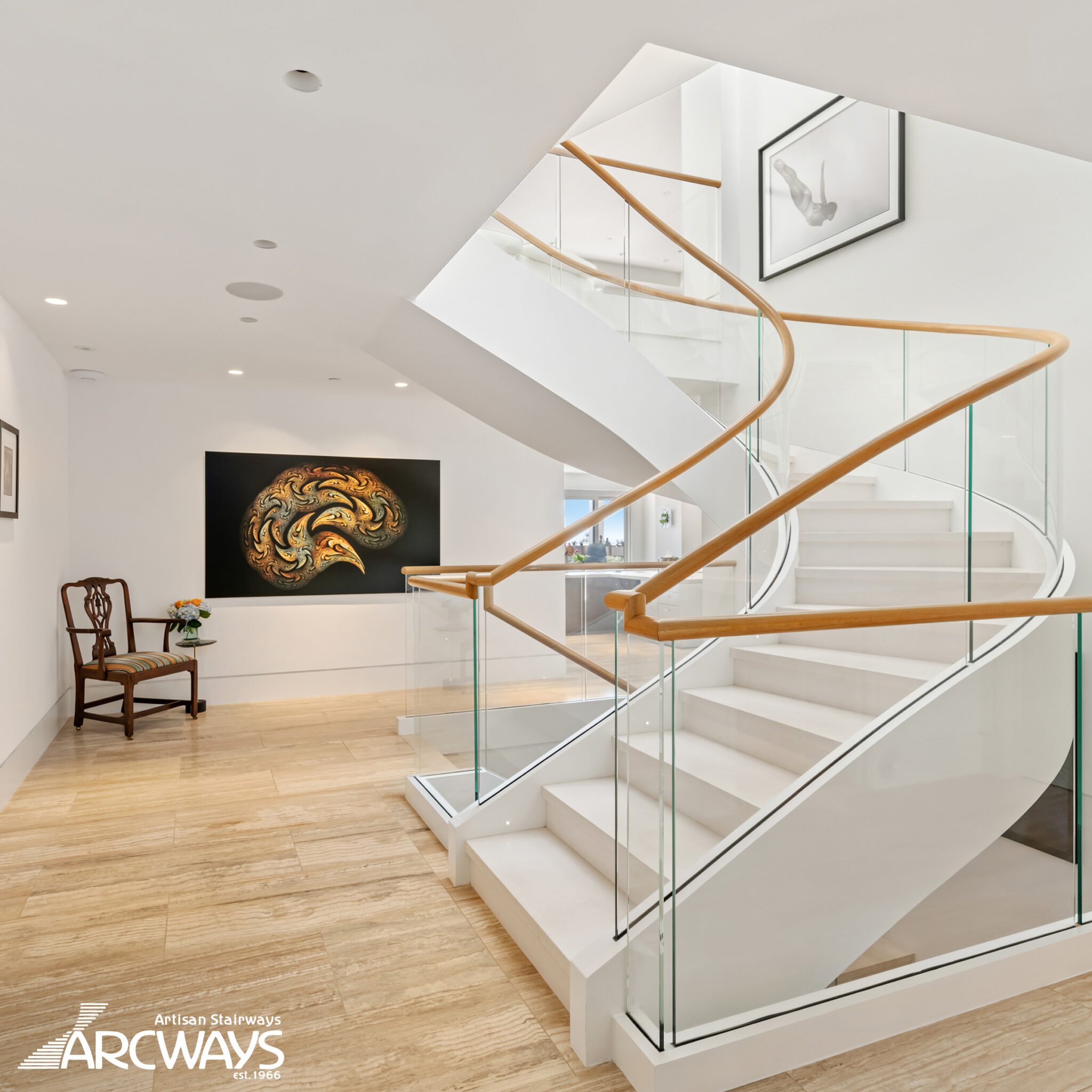Custom Details: Arcways Stairs with Glass Balustrades (Railings)